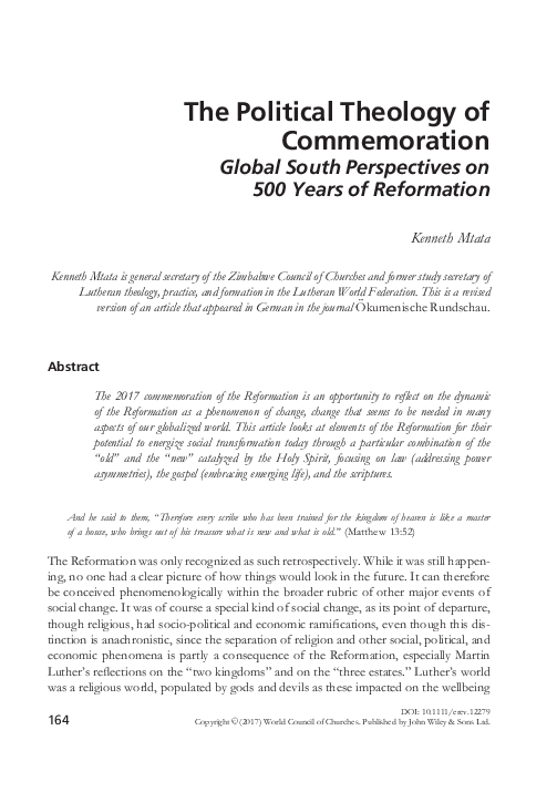 (PDF) The Political Theology of Commemoration Global South Perspectives ...