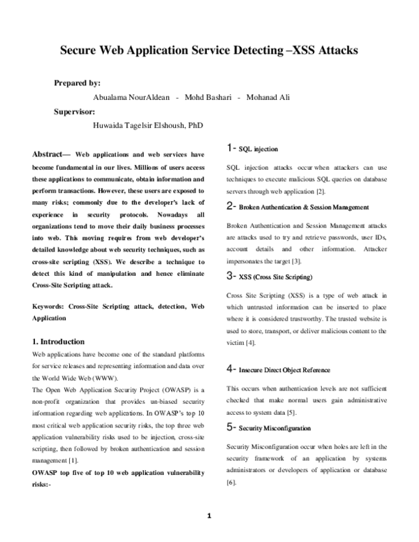 (PDF) Secure Web Application Service Detecting XSS Attack.pdf