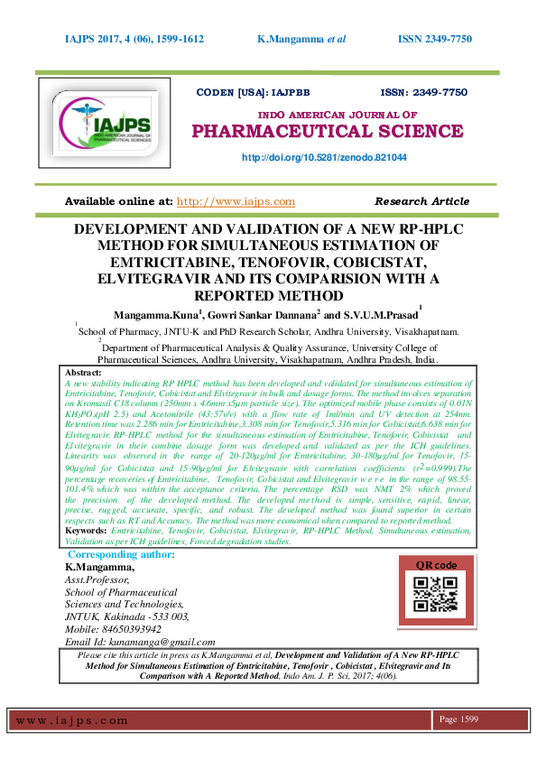 Pdf Development And Validation Of A New Rp Hplc Method For