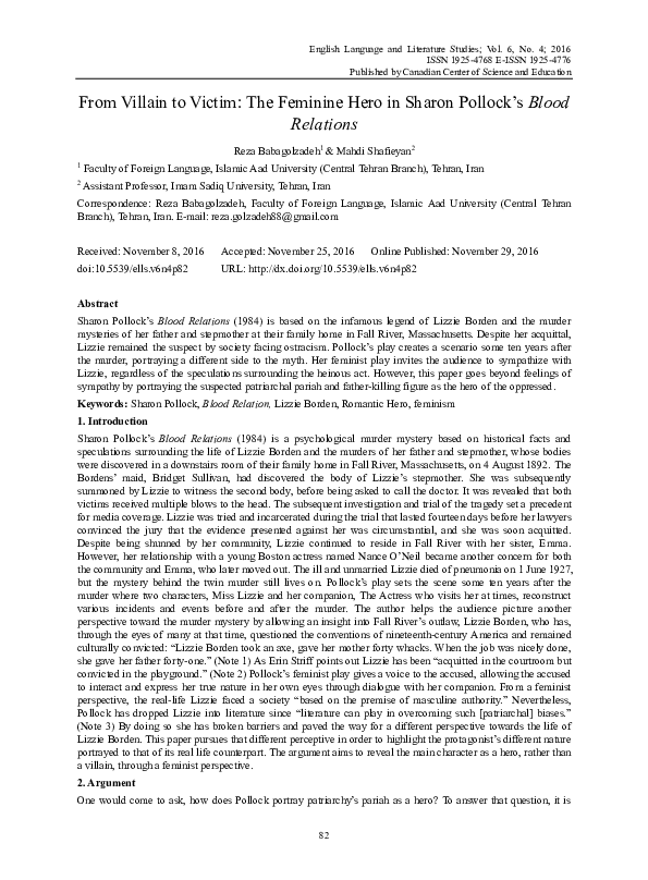 (PDF) From Villain to Victim: The Feminine Hero in Sharon Pollock's ...