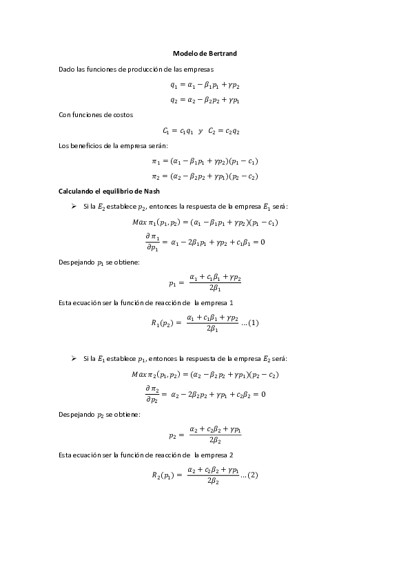 (PDF) Modelo de Bertrand