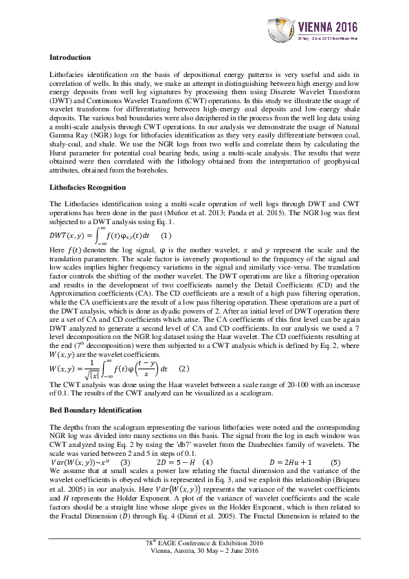 Pdf An Approach Towards Stratigraphic Correlation Using Wavelets
