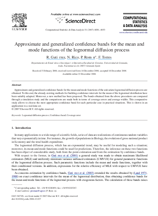 (PDF) Approximate and generalized confidence bands for the mean and ...