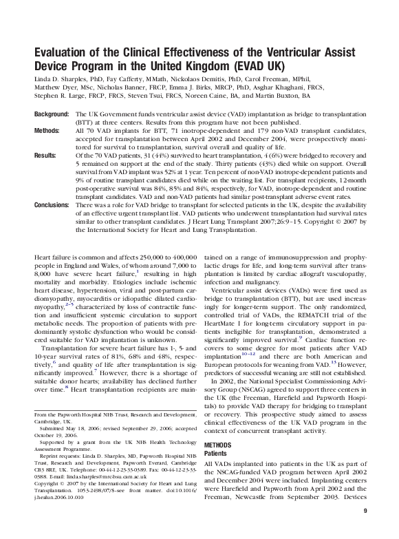 (PDF) Evaluation of the Clinical Effectiveness of the Ventricular ...