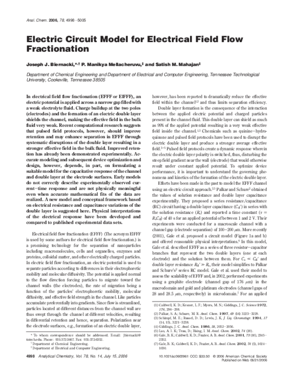 (PDF) Electric Circuit Model for Electrical Field Flow Fractionation