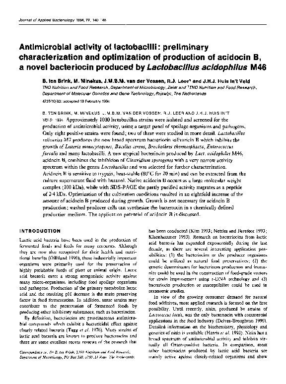 (PDF) Antimicrobial activity of lactobacilli: preliminary characterization and optimization of ...