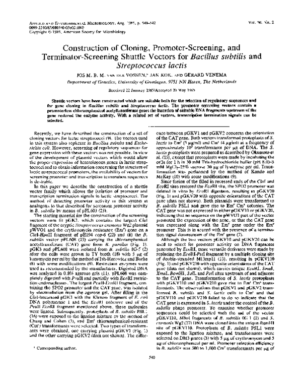(PDF) Construction of Cloning, Promoter-Screening, and Terminator ...