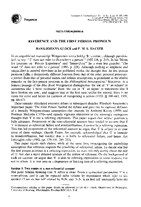 (PDF) Reference and the first person pronoun