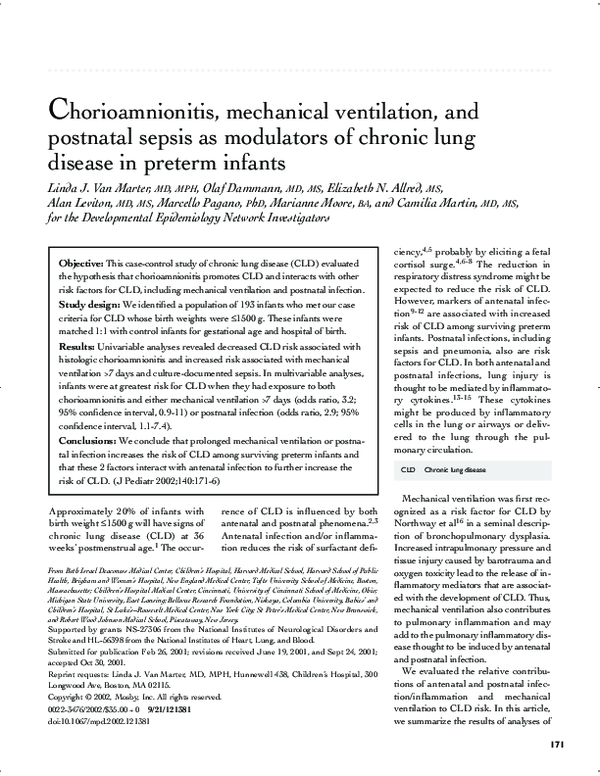 (PDF) Chorioamnionitis, mechanical ventilation, and postnatal sepsis as ...