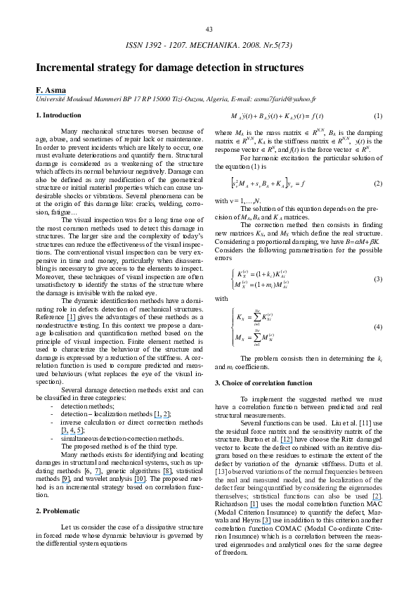 (PDF) Incremental strategy for damage detection in structures