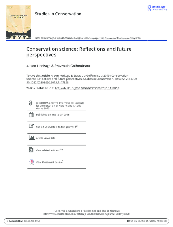 (PDF) Conservation science: Reflections and future perspectives
