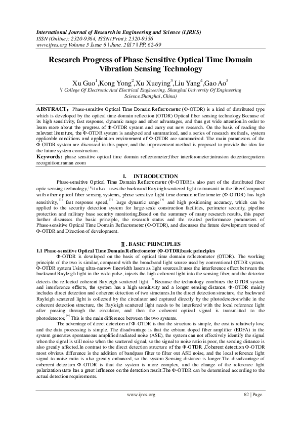 Pdf Research Progress Of Phase Sensitive Optical Time Domain Vibration Sensing Technology
