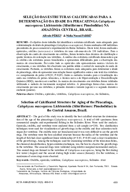 (PDF) Seleção das estruturas calcificadas para determinação da idade da ...