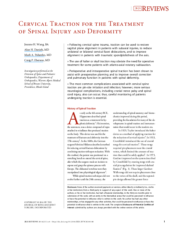 (PDF) Cervical Traction for the Treatment of Spinal Injury and Deformity