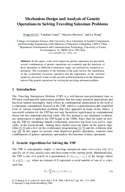 (PDF) Mechanism Design and Analysis of Genetic Operations in Solving ...