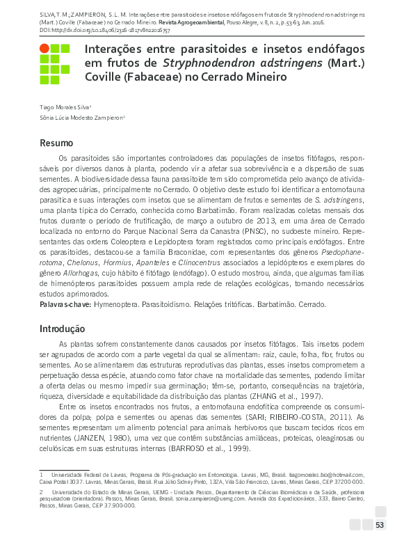 (PDF) Interactions between parasitoids and endophagous insects in ...