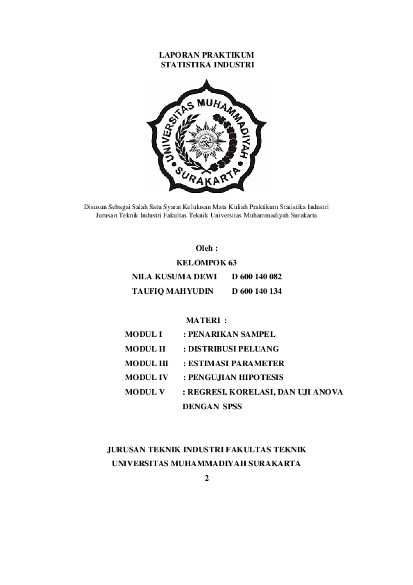 (PDF) LAPORAN PRAKTIKUM STATISTIKA INDUSTRI