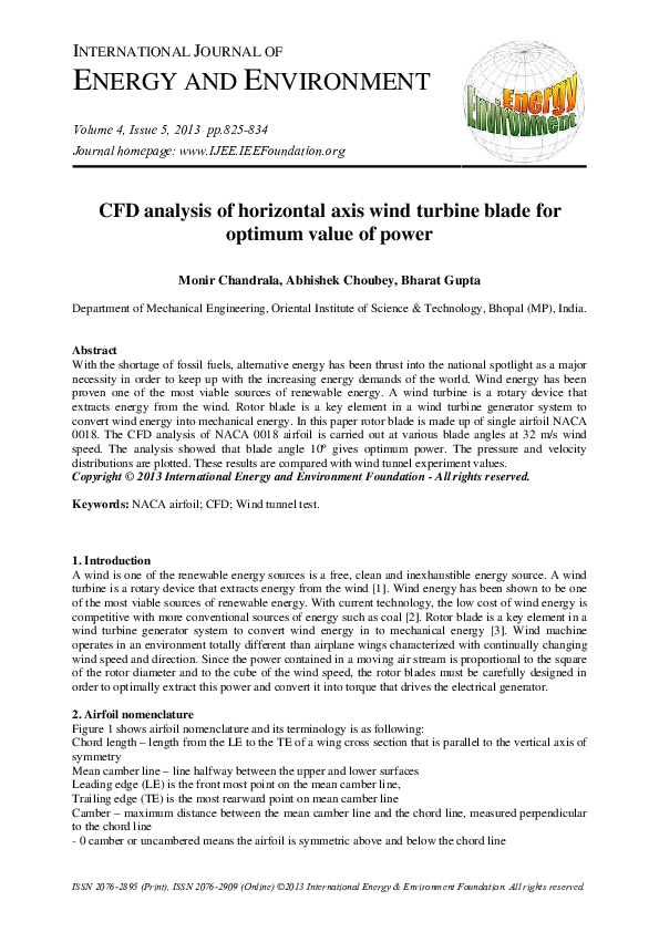 (PDF) INTERNATIONAL JOURNAL OF ENERGY AND ENVIRONMENT CFD analysis of ...
