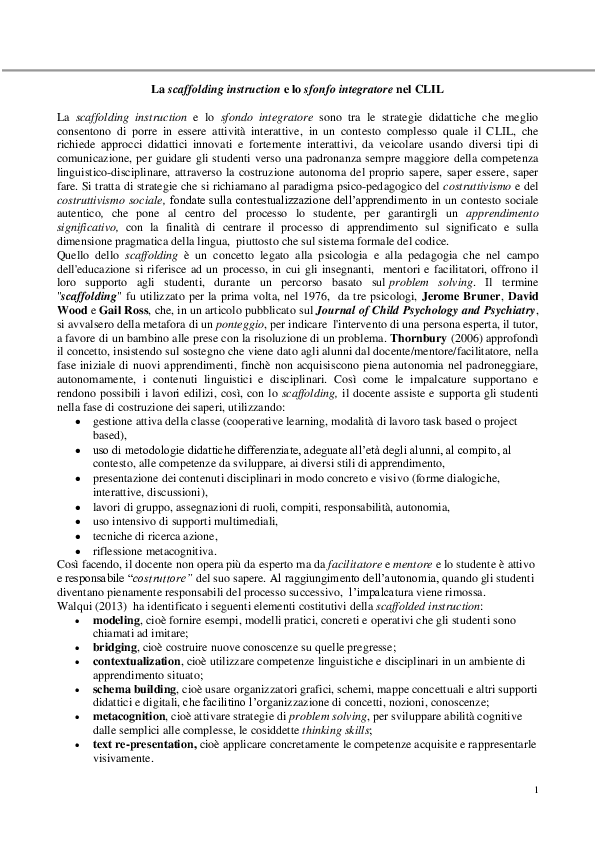 (PDF) La scaffolding instruction e lo sfonfo integratore per un task based learning nel CLIL.pdf