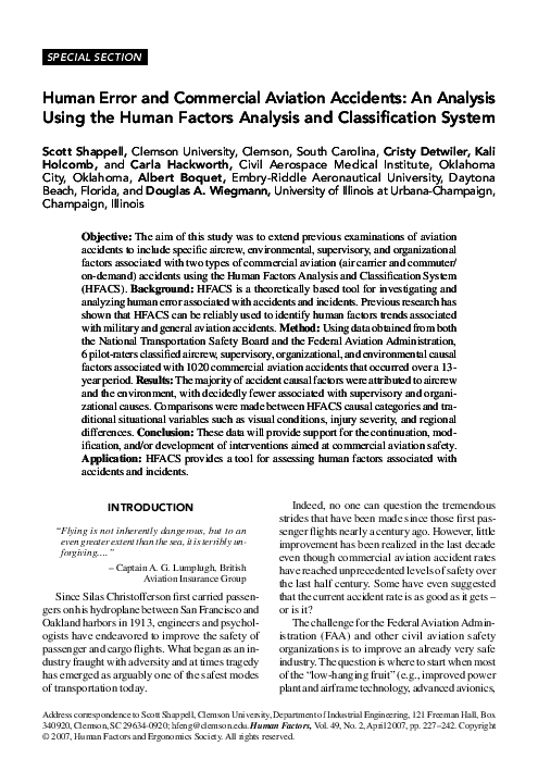 (PDF) Human Error and Commercial Aviation Accidents