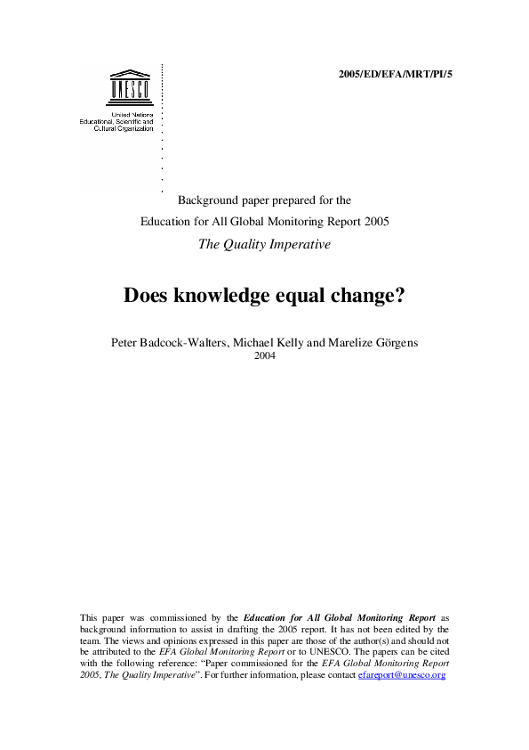 (PDF) Does knowledge equal change?