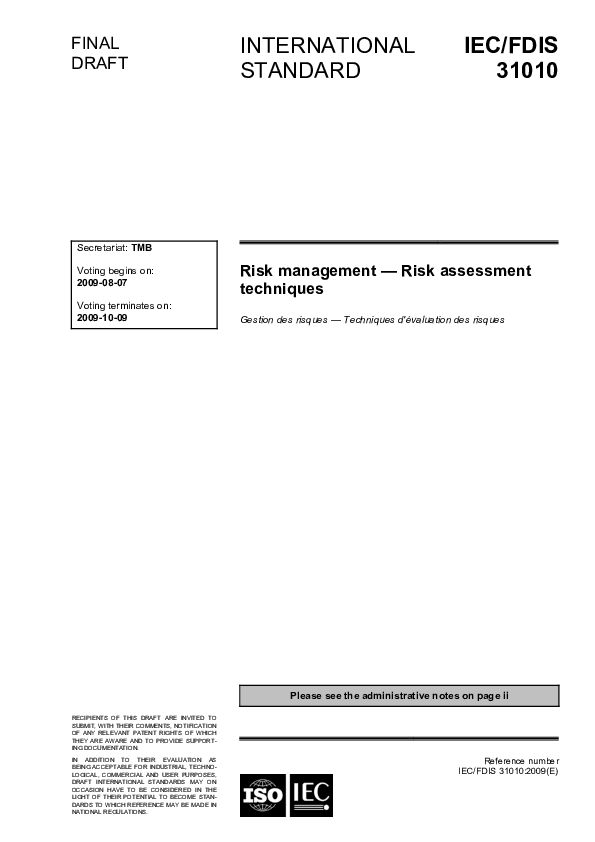 (PDF) Please see the administrative notes on page ii IEC/FDIS 31010 ...