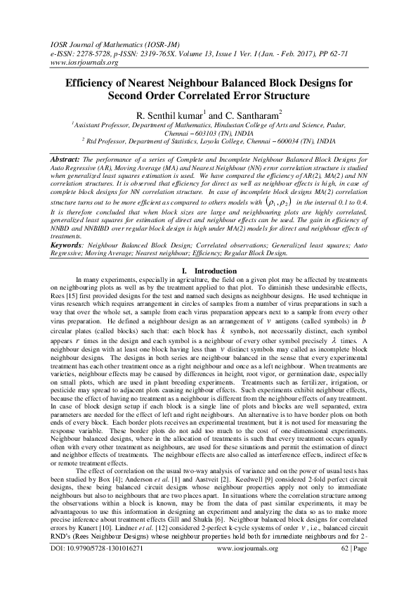 (PDF) Efficiency of Nearest Neighbour Balanced Block Designs for Second ...