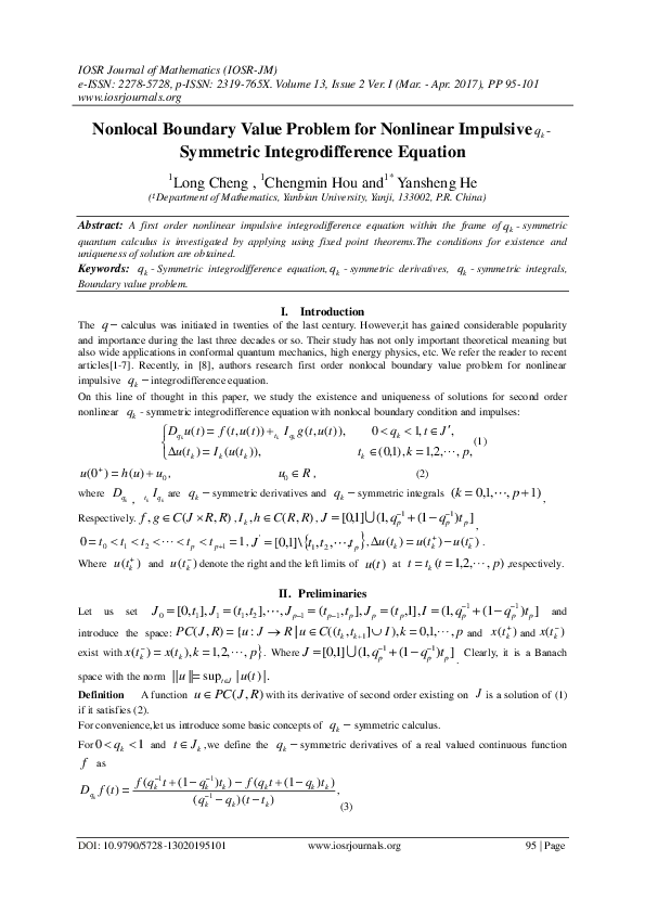 (PDF) Nonlocal Boundary Value Problem for Nonlinear Impulsive - k q Symmetric Integrodifference ...