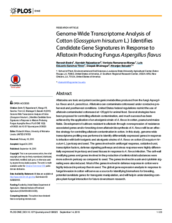 (PDF) Genome-Wide Transcriptome Analysis of Cotton (Gossypium hirsutum ...