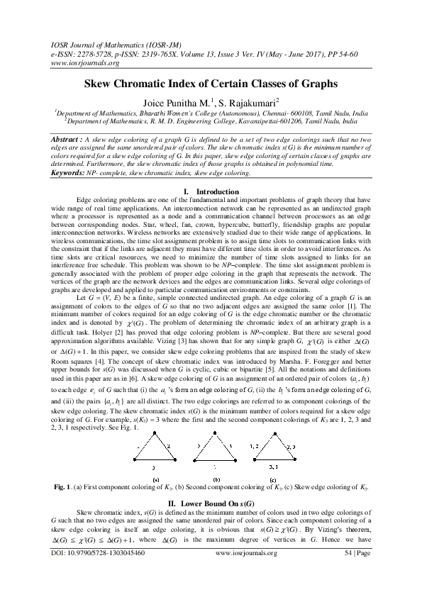 (PDF) Skew Chromatic Index of Certain Classes of Graphs