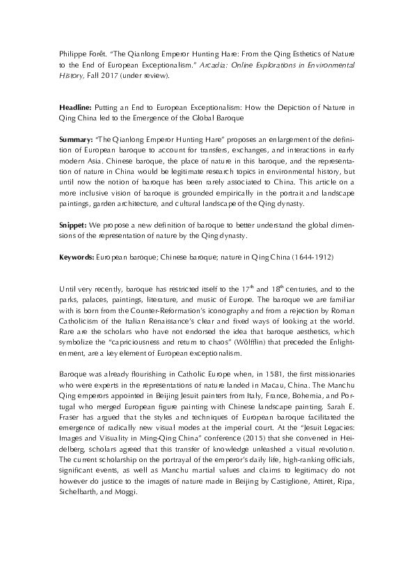 (PDF) “The Qianlong Emperor Hunting Hare: From the Qing Esthetics of ...