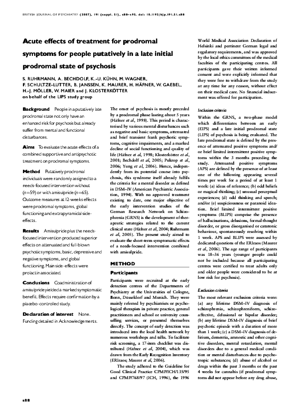(PDF) Acute effects of treatment for prodromal Acute effects of ...