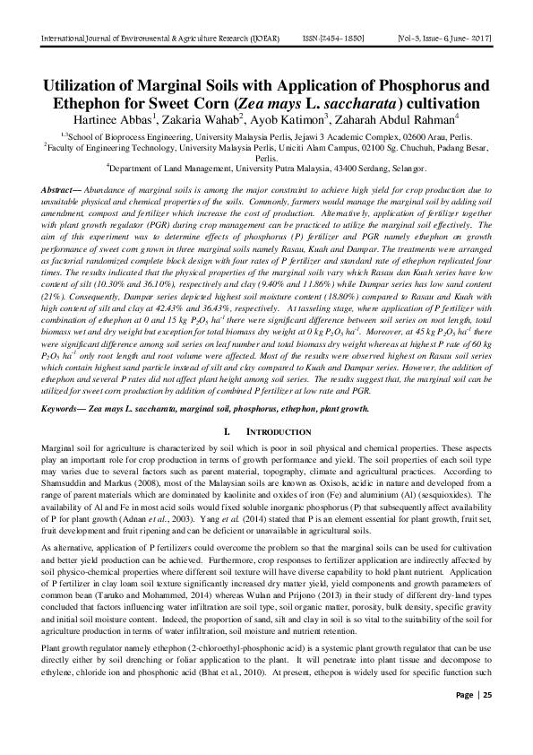 (PDF) Utilization of Marginal Soils with Application of Phosphorus and ...