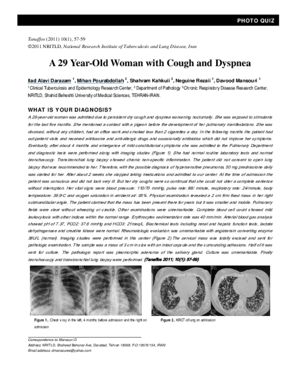 Pdf A 29 Year Old Woman With Cough And Dyspnea