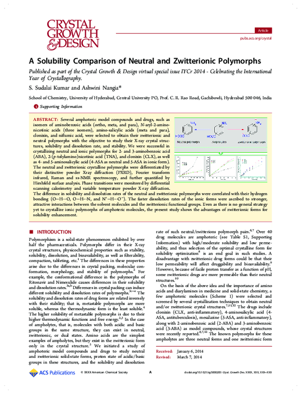 (PDF) A Solubility Comparison of Neutral and Zwitterionic Polymorphs