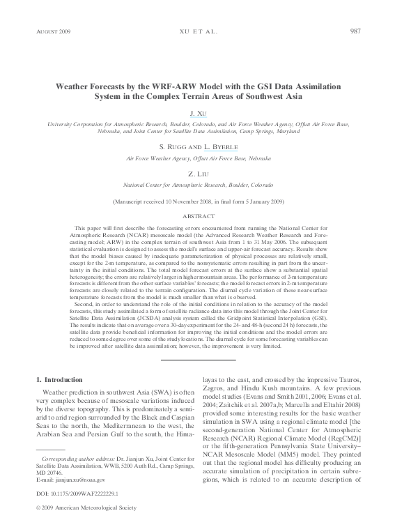 (PDF) Weather Forecasts by the WRF-ARW Model with the GSI Data ...