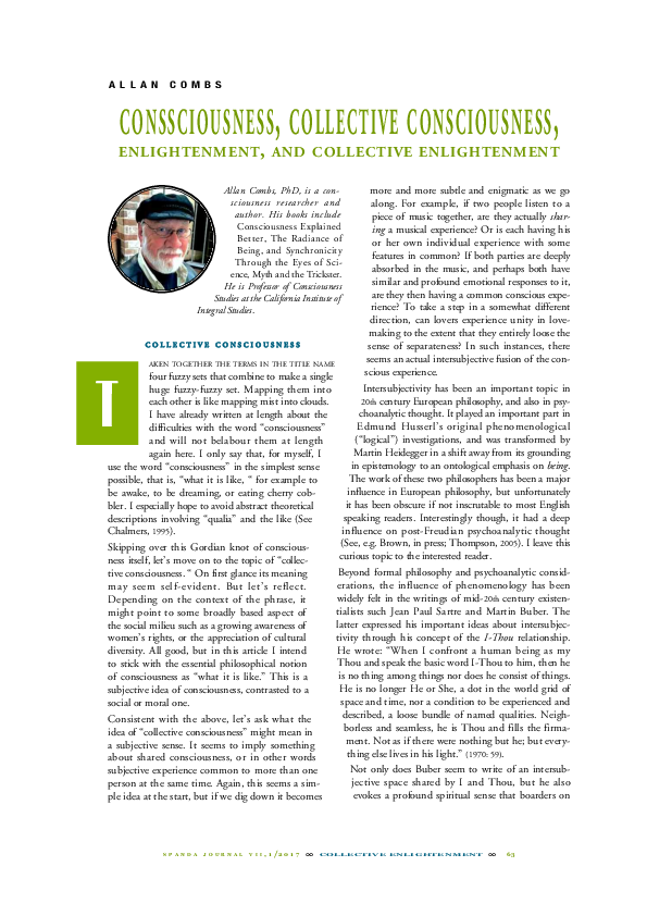 (PDF) CONSCIOUSNESS, COLLECTIVE CONSCIOUSNESS, ENLIGHTENMENT, AND ...