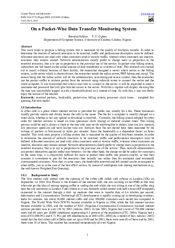 (PDF) On a Packet-Wise Data Transfer Monitoring System