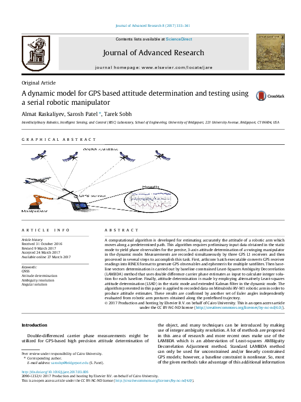 Pdf A Dynamic Model For Gps Based Attitude Determination And Testing