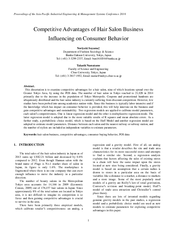 (PDF) Competitive Advantages of Hair Salon Business Influencing on ...