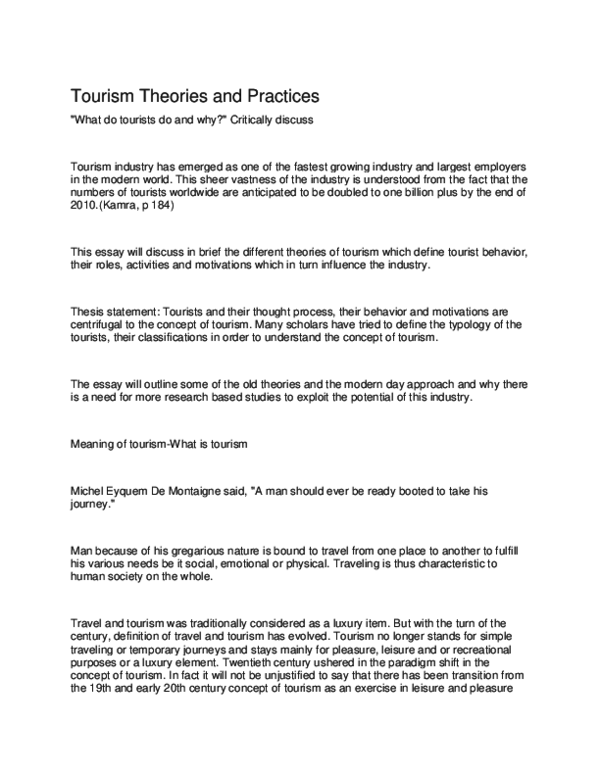 (DOC) Tourism Theories and Practices