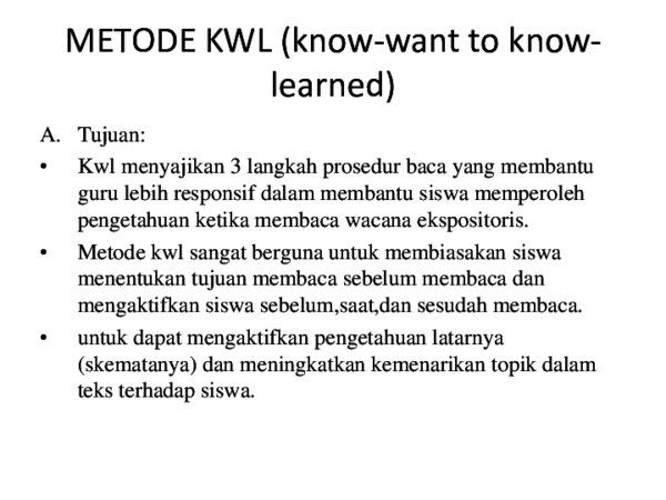 (PPT) METODE KWL know want to know learned