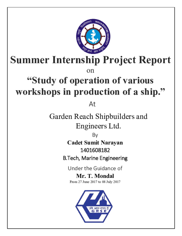 (PDF) Summer Internship Project Report " Study of operation of various ...