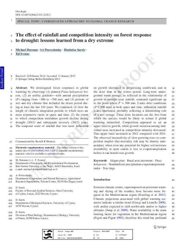 (PDF) The effect of rainfall and competition intensity on forest ...