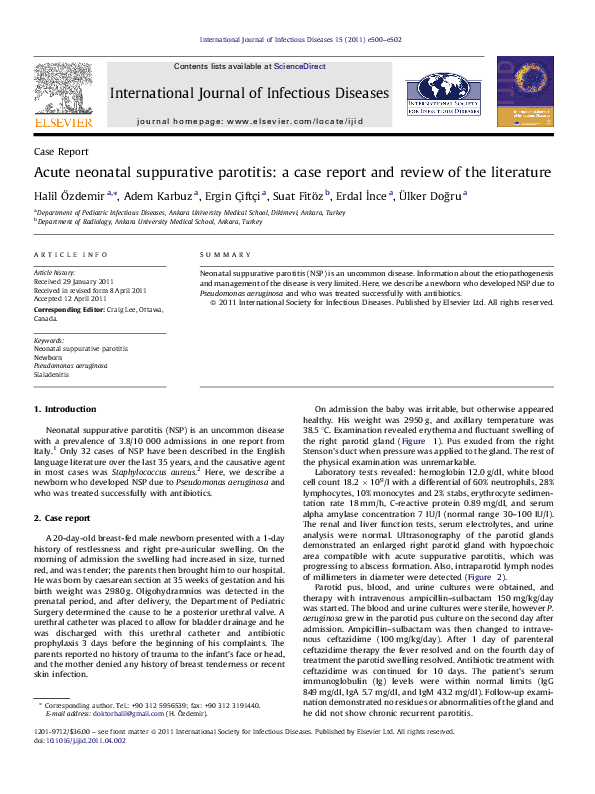 (PDF) Acute neonatal suppurative parotitis: a case report and review of ...