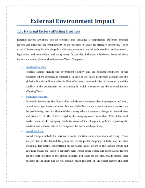 (DOC) External Environment Impact