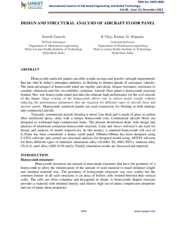 (PDF) DESIGN AND STRUCTURAL ANALYSIS OF AIRCRAFT FLOOR PANEL