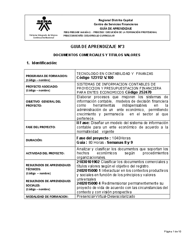 (DOC) GUIA DOCUMENTOS COMERCIALES Y TITULOS VALORES