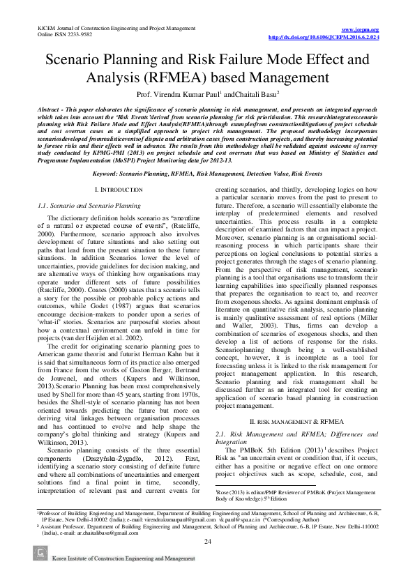 (PDF) Scenario Planning and Risk Failure Mode Effect and Analysis ...