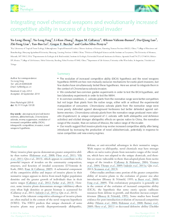 (PDF) Integrating novel chemical weapons and evolutionarily increased ...